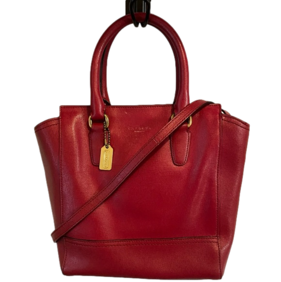 Coach | Bags | Coach Red Legacy Mini Tanner Saffiano Leather Purse ...